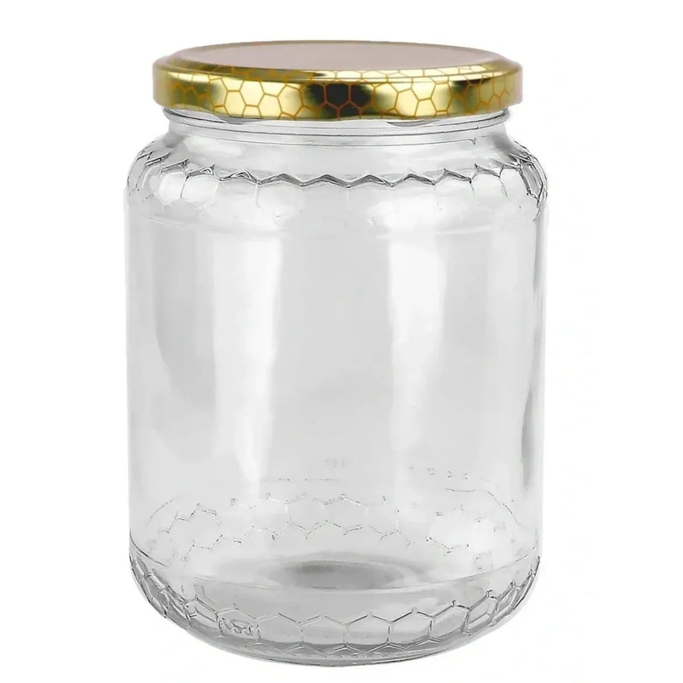 375 ml Round Honeycomb Pattern Glass Jars 24 Pack – Beekeeping Gear